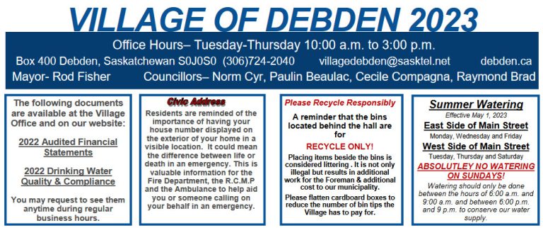 2023 Debden Newsletter – Village of Debden